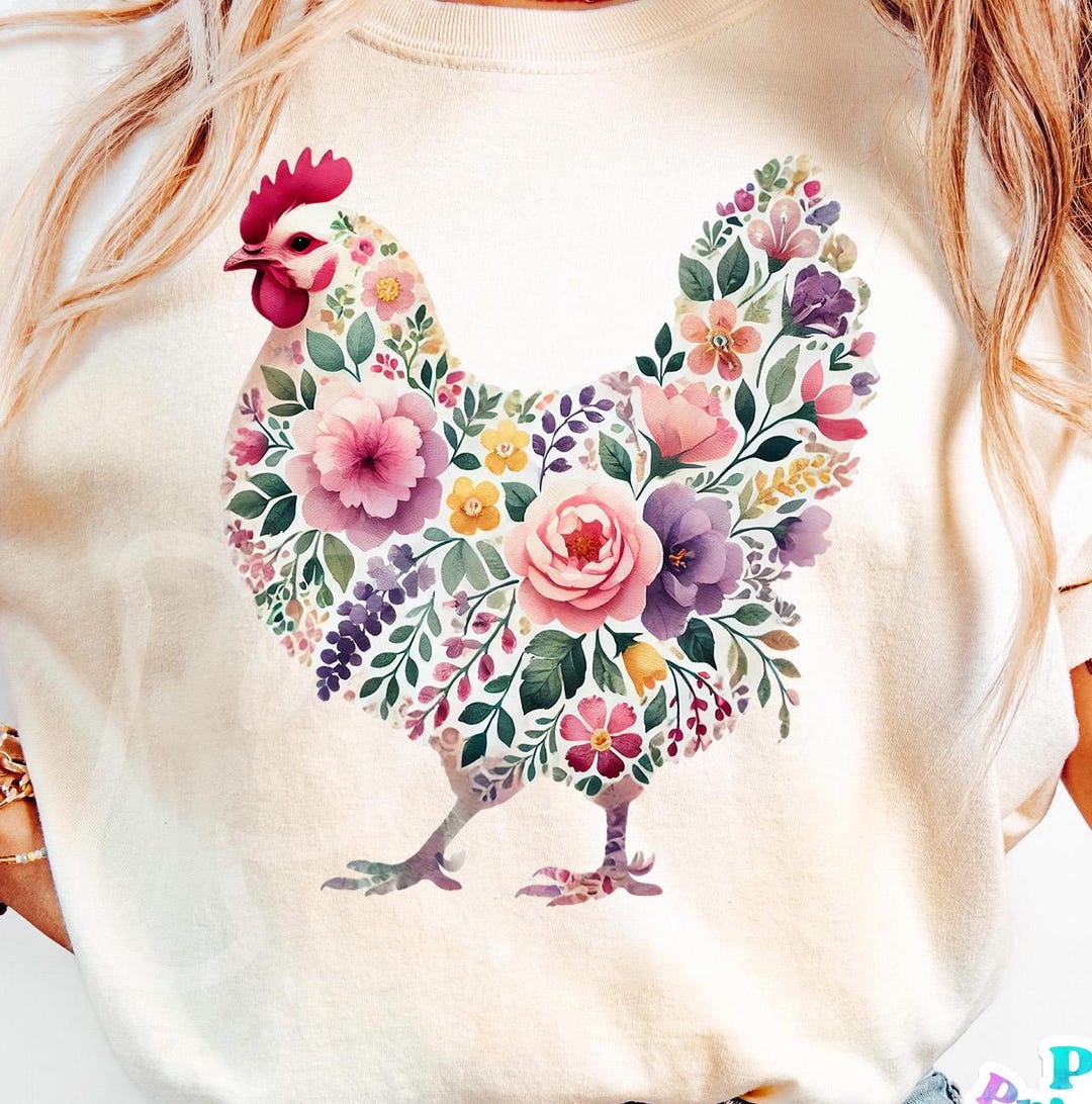 Floral Chicken Png - Chicken Png - Print File - Sublimation Design ...