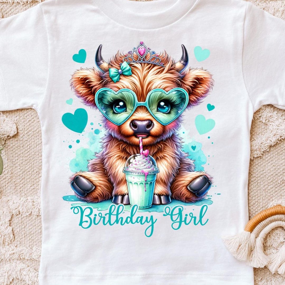 Birthday Png - Highland Cow Birthday Png - Print File - Birthday Girl ...