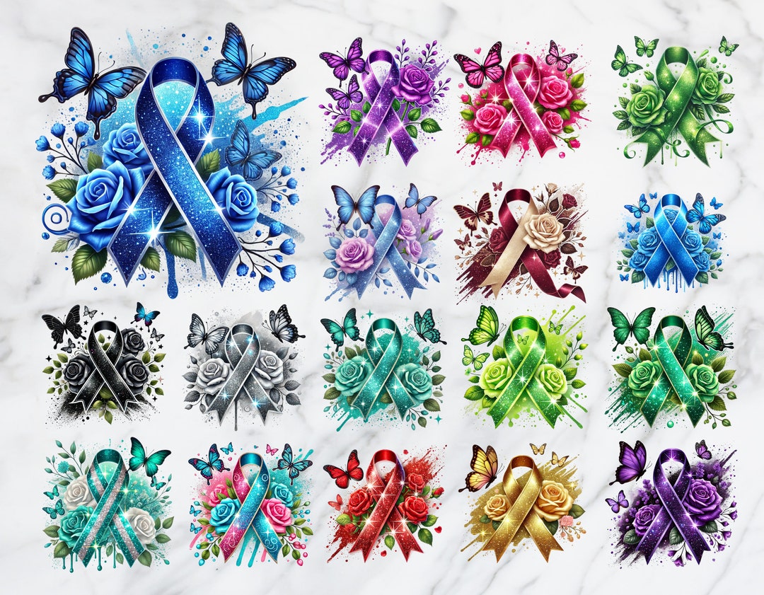 Ribbon Png Bundle 1 - Cause Ribbon Png - Print File - Cancer Ribbon ...