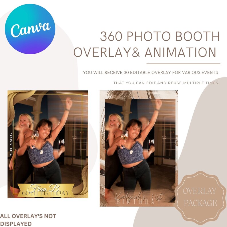 Digital, 360 Booth Photo Template, Birthday, 360 Booth Overlay , 360 ...