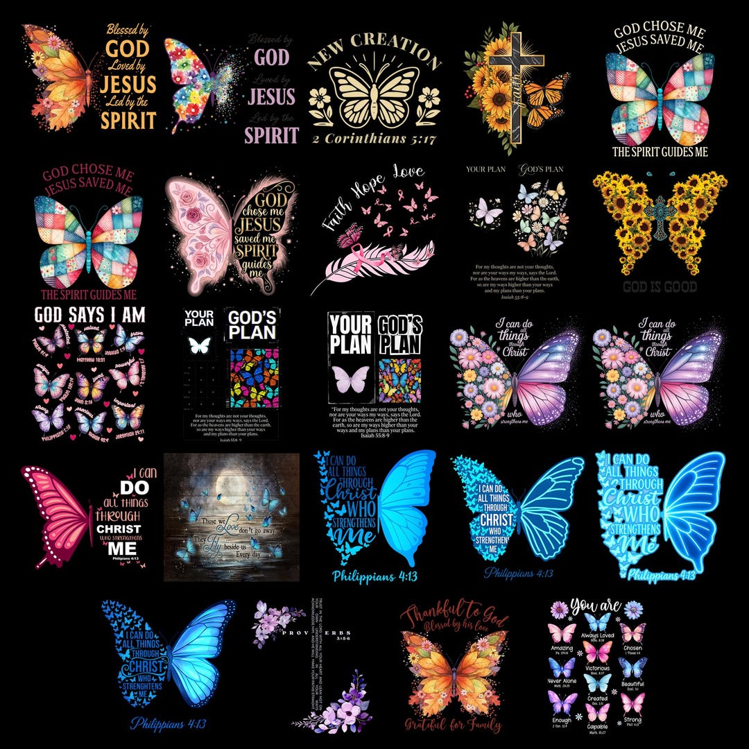 Butterfly Christian Bundle Png Bundle, Jesus Png, Faith Bundle Png, God ...