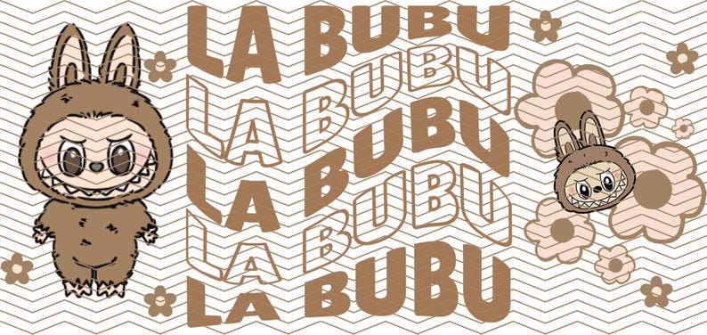 Labubu Brown PNG File for Glass Cups - Etsy