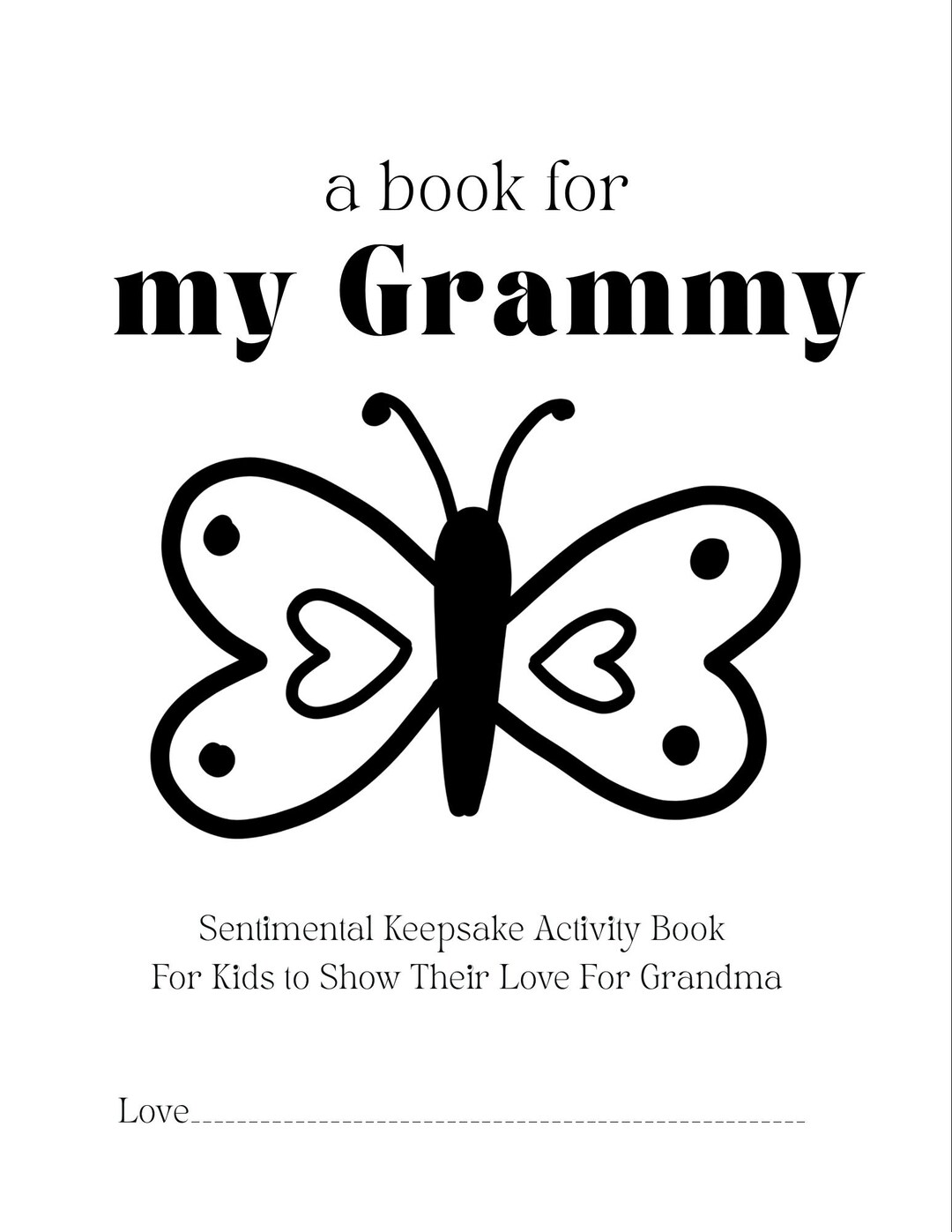 A Book for My Grammy Printable; Homemade Keepsake Activity Book for ...