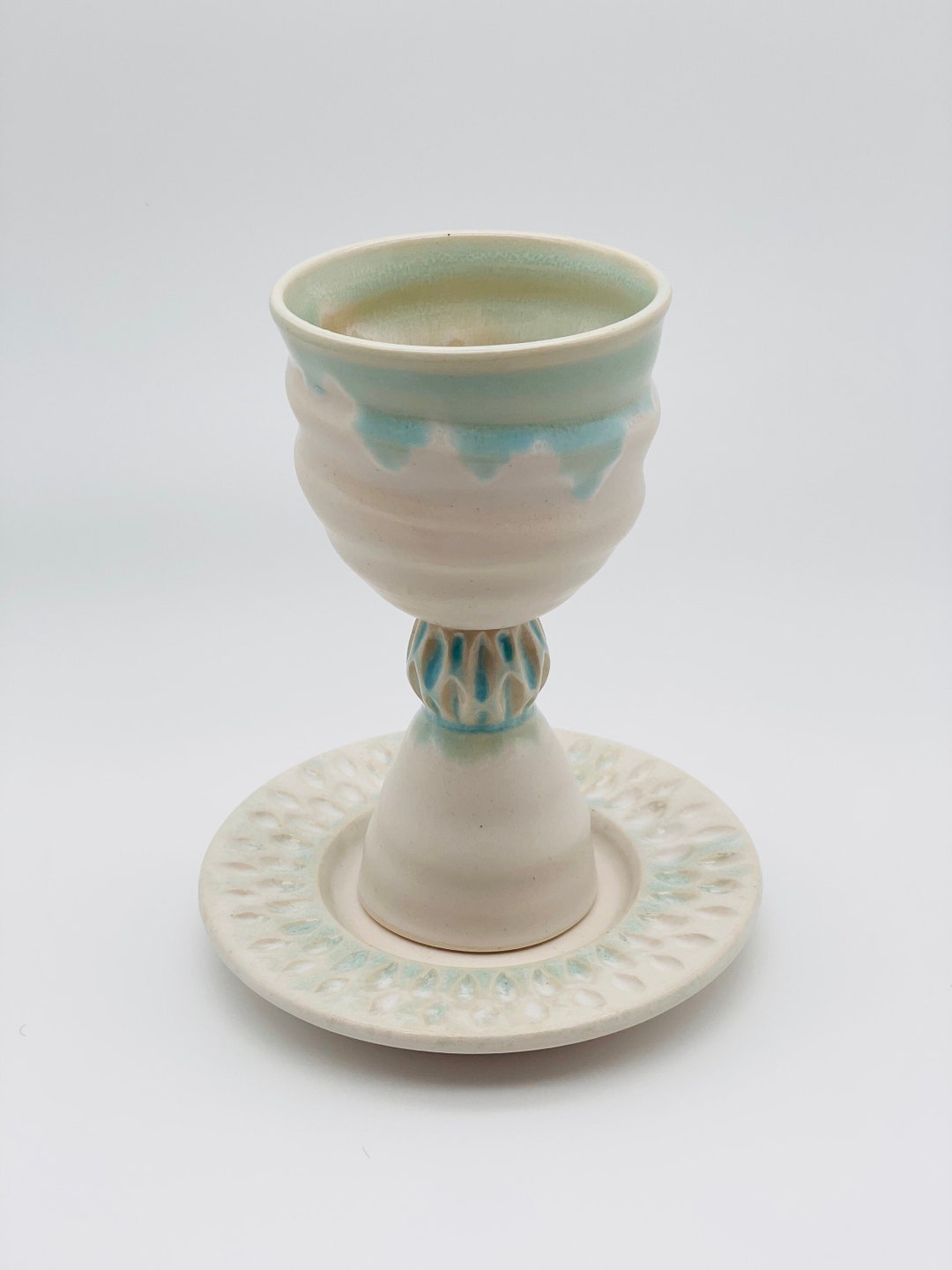 Ceramic Kiddush Cup and Saucer for Shabbat - Etsy