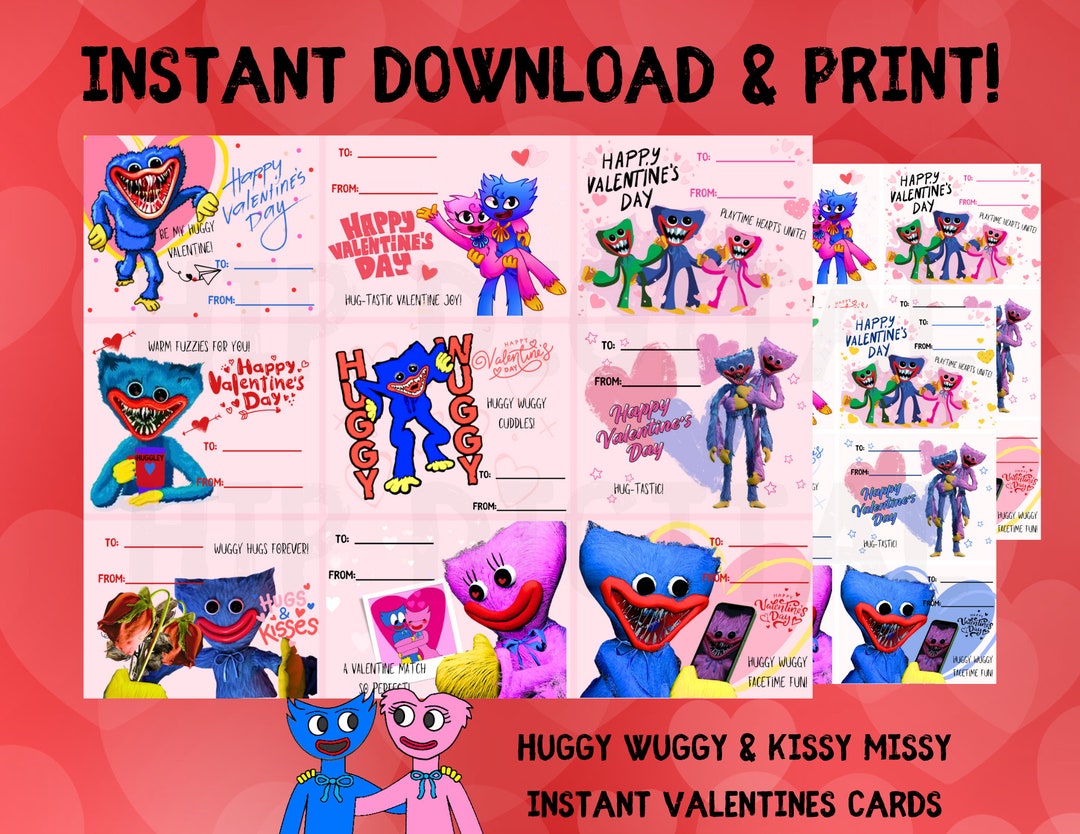 Instant Download 2024 Valentines Day Card Bundle 3 Huggy Wuggy ...