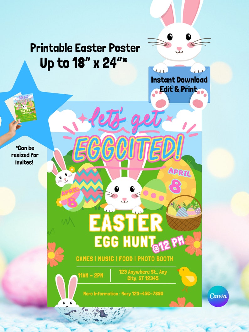 Instant Editable Download Easter Egg Poster DIY Editable Sign 18 X 24 ...