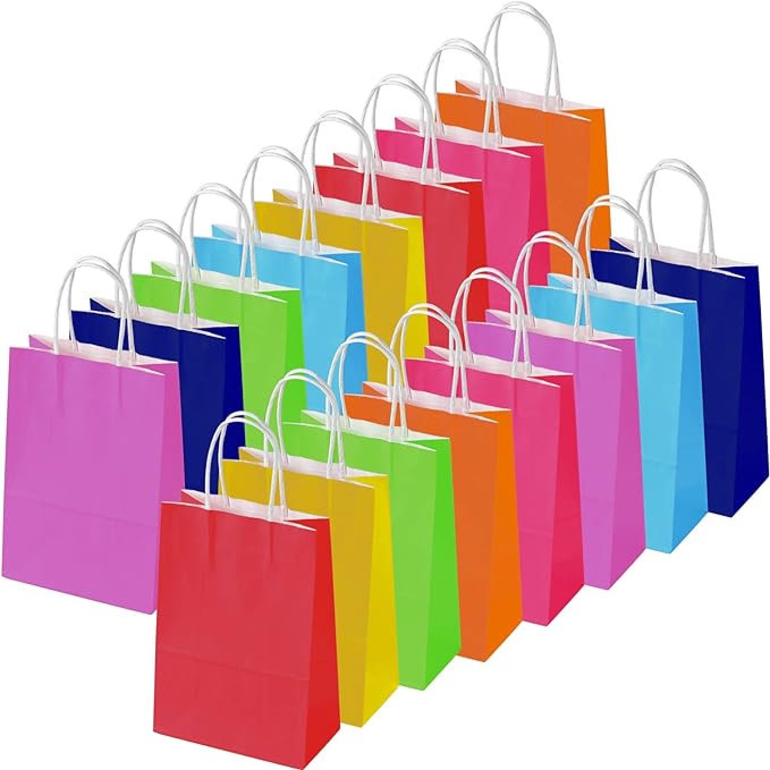 24 Pieces Kraft Paper Party Favor Bags With Handles, 8 Colors Small 8 ...