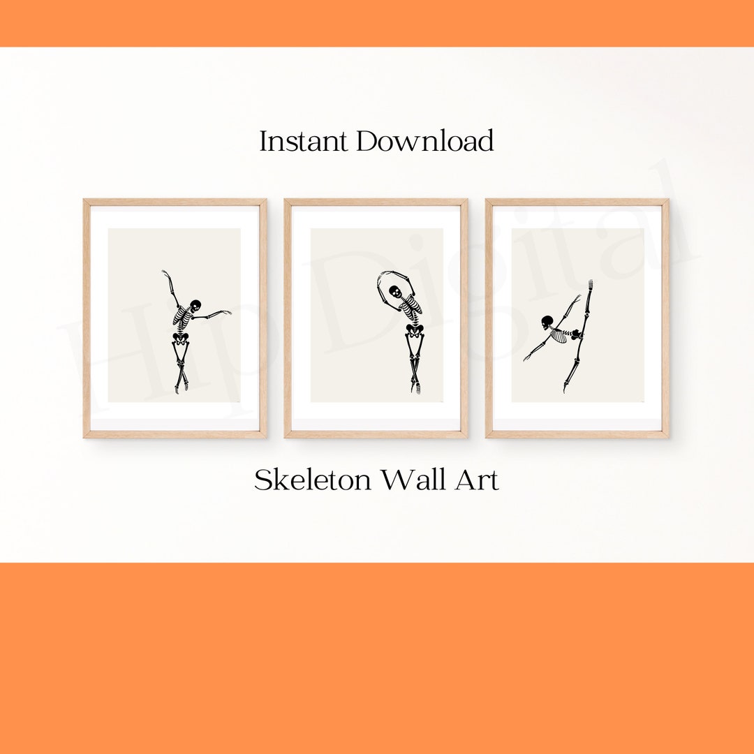 Skeleton Wall Art Set of 3 Ballet Skeleton Ballerinas - Etsy