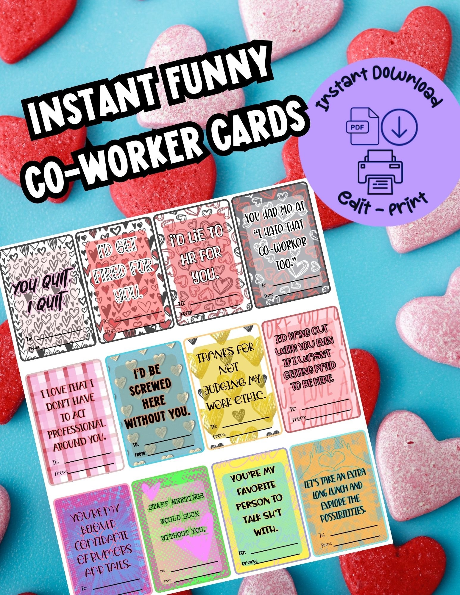 Instant Download Coworker Card Exchange Funny Cards for Work Friends of ...