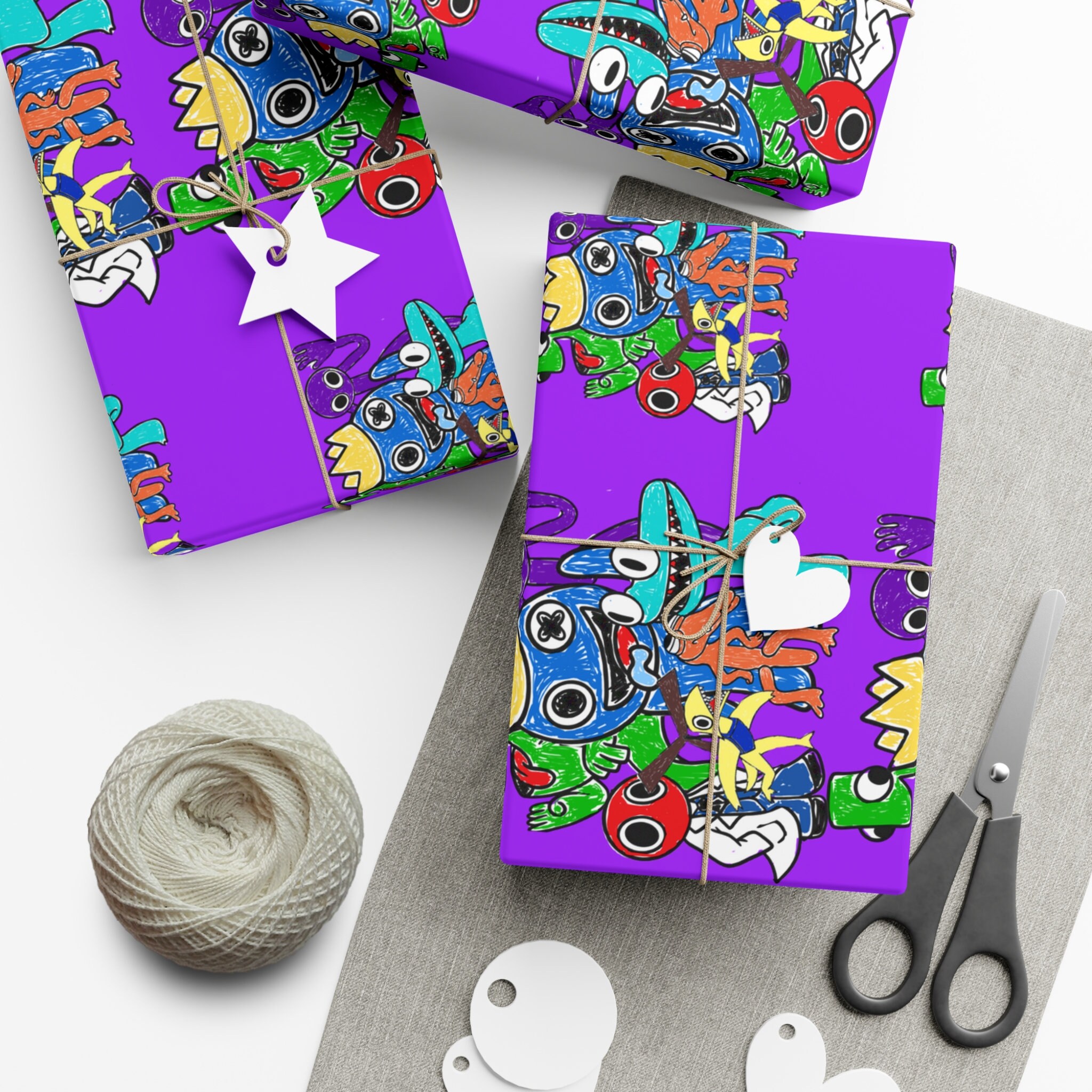 Rainbow Friends Gift Wrap for Roblox Gamer Purple - Etsy