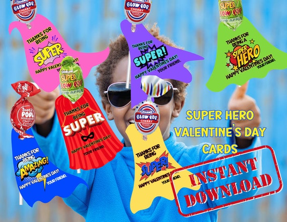 Superhero Valentine Lollipops With Capes Printable Caped Crusader