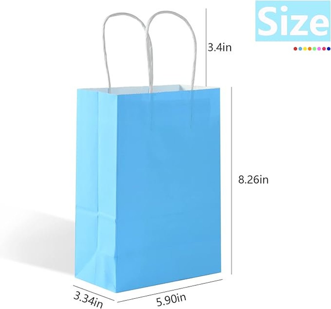 24 Pieces Kraft Paper Party Favor Bags With Handles, 8 Colors Small 8 ...