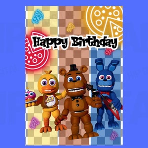 Instant Five Nights at Freddys Birthday Day Card Foldable Non-editable ...