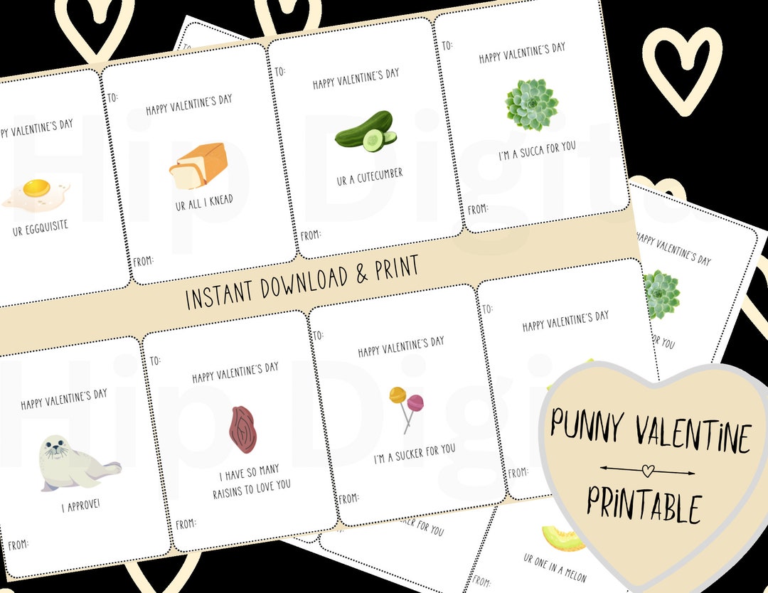Instant Download My Punny Valentines Day Valentine Pun Cards for ...