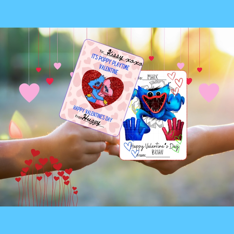 Instant Download Valentines Day Card Bundle Huggy Wuggy Valentine Poppy ...