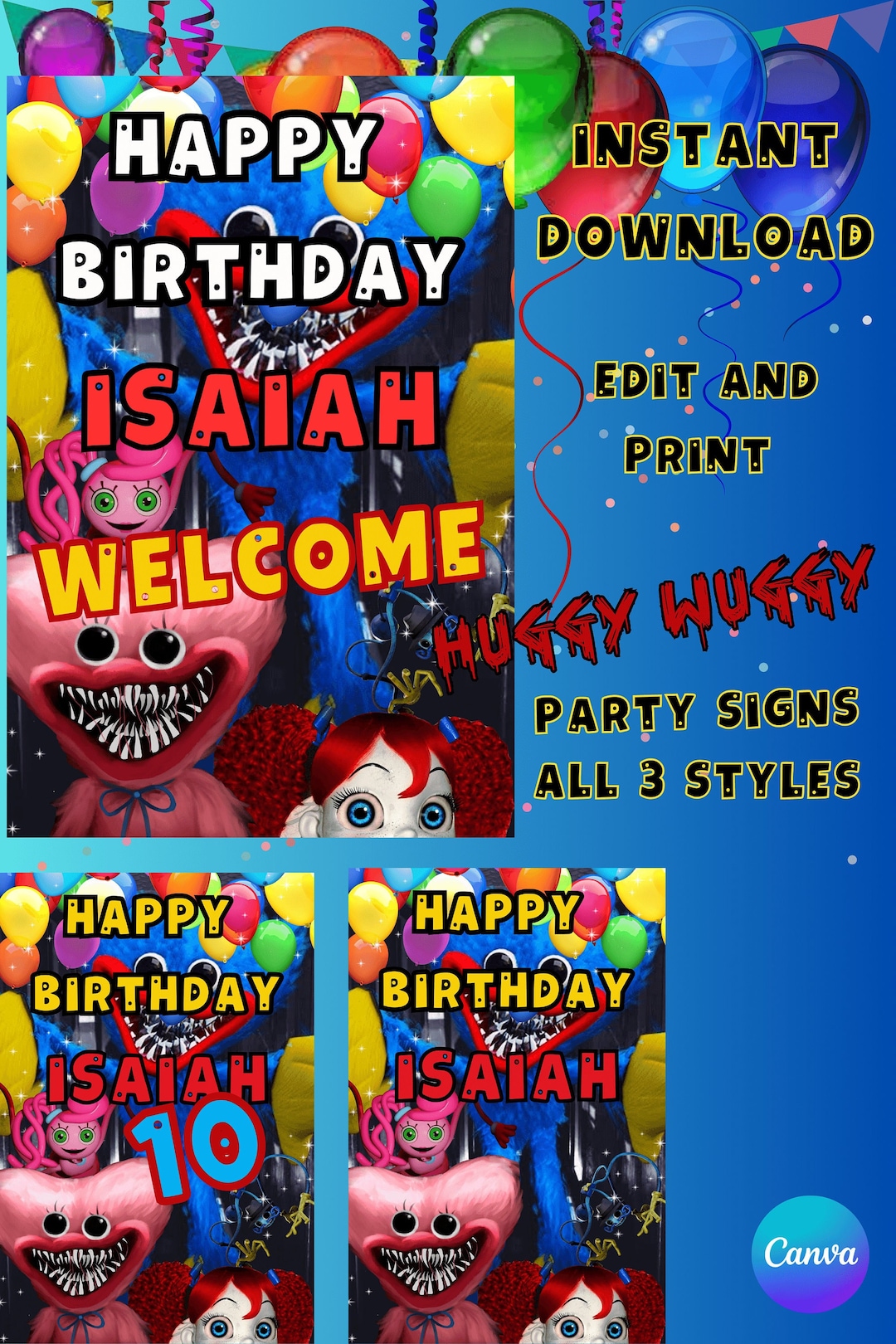 Poppy Playtime INSTANT DOWNLOAD Party Welcome Sign 24 X 36 Roblox ...
