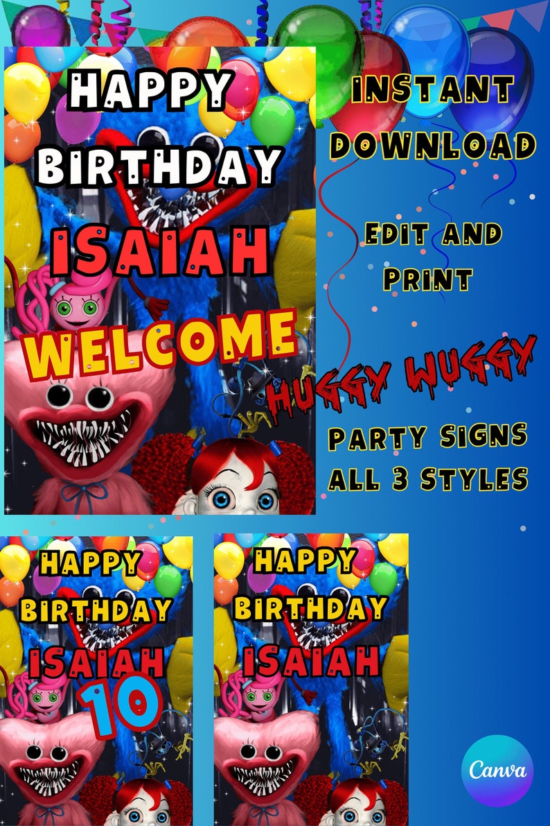 Poppy Playtime INSTANT DOWNLOAD Party Welcome Sign 24 X 36 Roblox ...