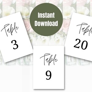 Table Number Printable. Size 5x7 In. Table Numbers 1-20. PDF - Etsy