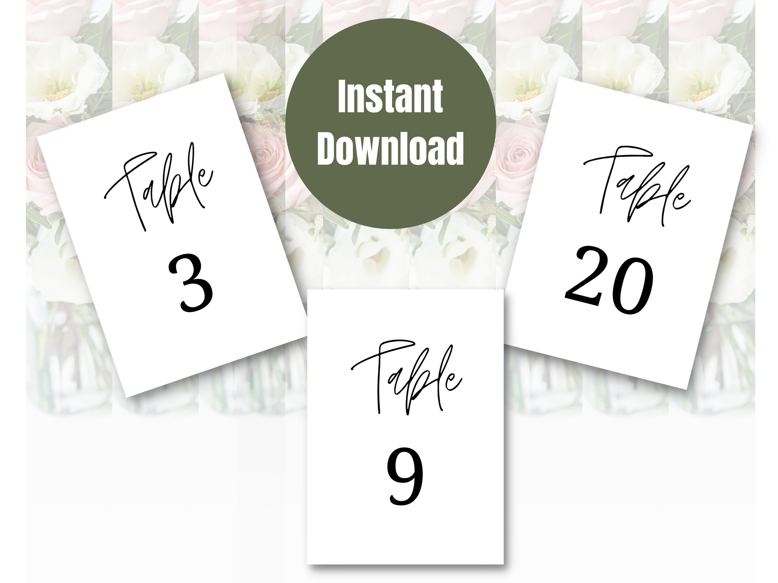 Table Number Printable. Size 5x7 In. Table Numbers 1-20. PDF Download ...