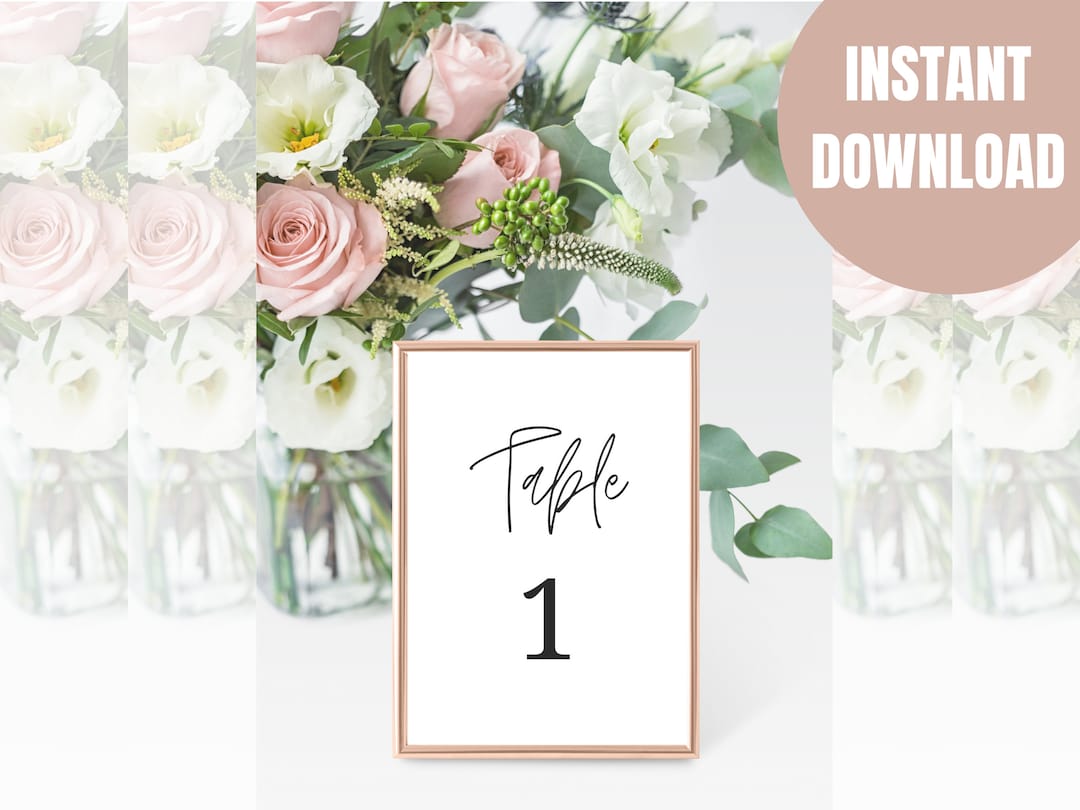 Table Number Printable. Size 5x7 In. Table Numbers 1-20. PDF Download ...