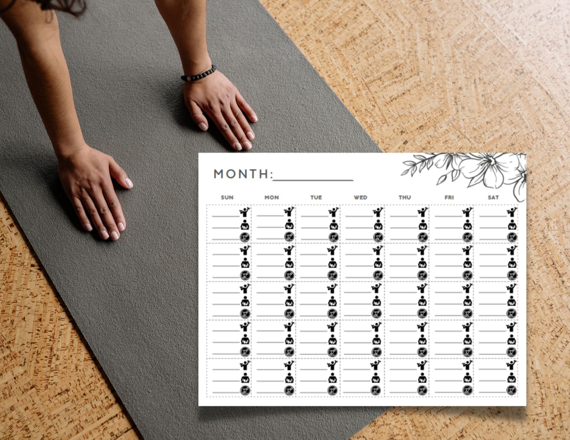 Printable Fitness Calendar. Monthly Health Calendar. Instant PDF ...