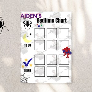 Editable Bedtime Chart Canva Template Customizable Routine Tracker