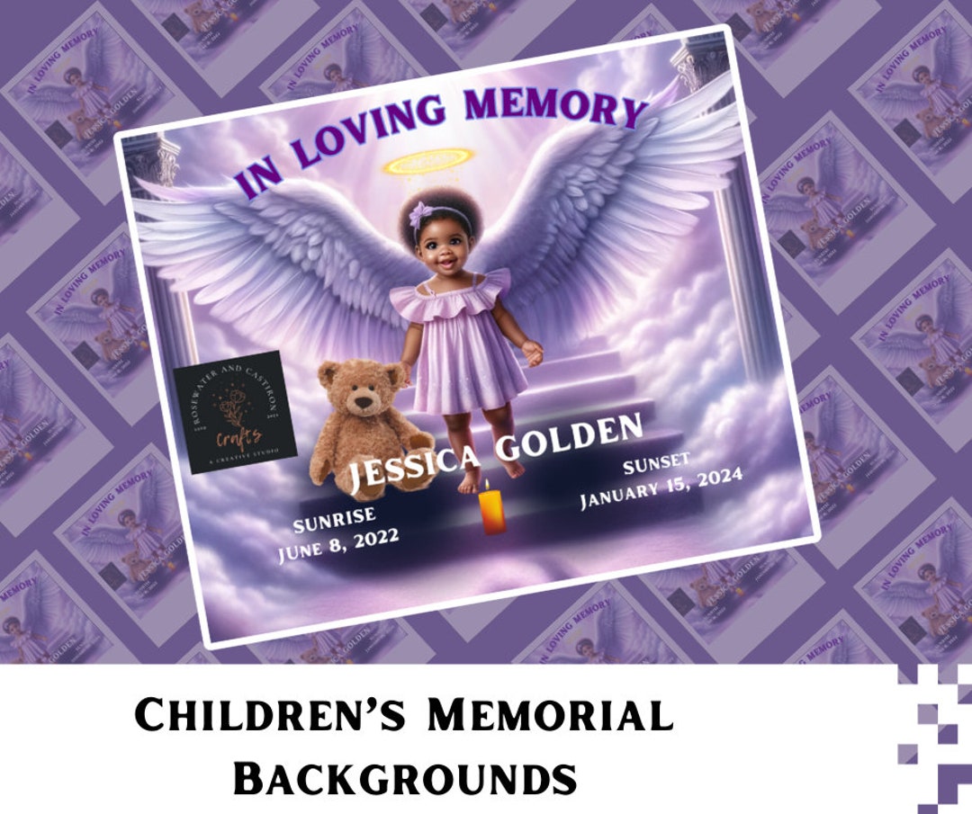 Children's Memorial in Loving Memory Flyer Obituary Background Bundle ...