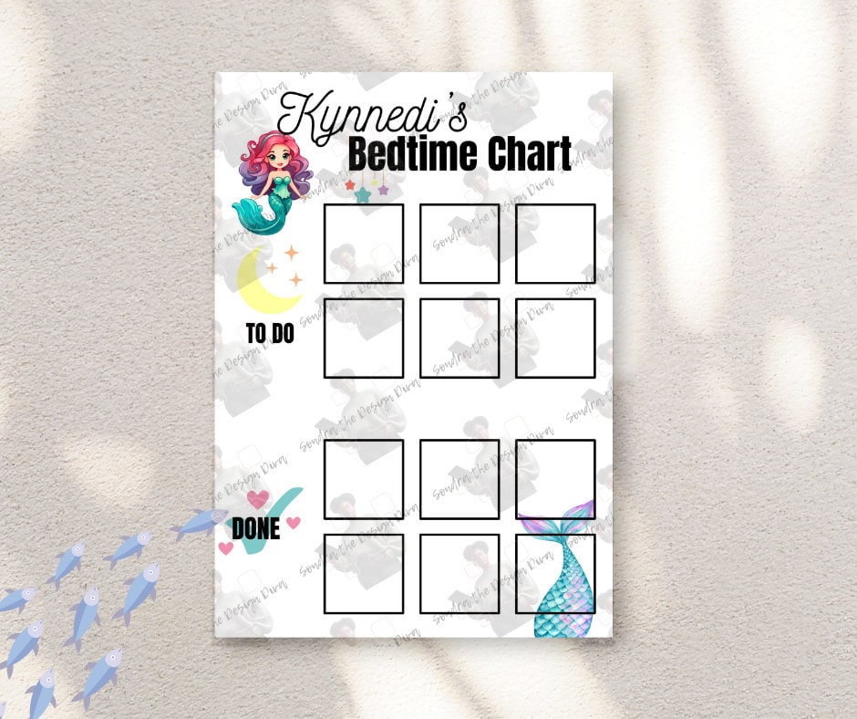 Editable Bedtime Chart Canva Template - Customizable Routine Tracker ...