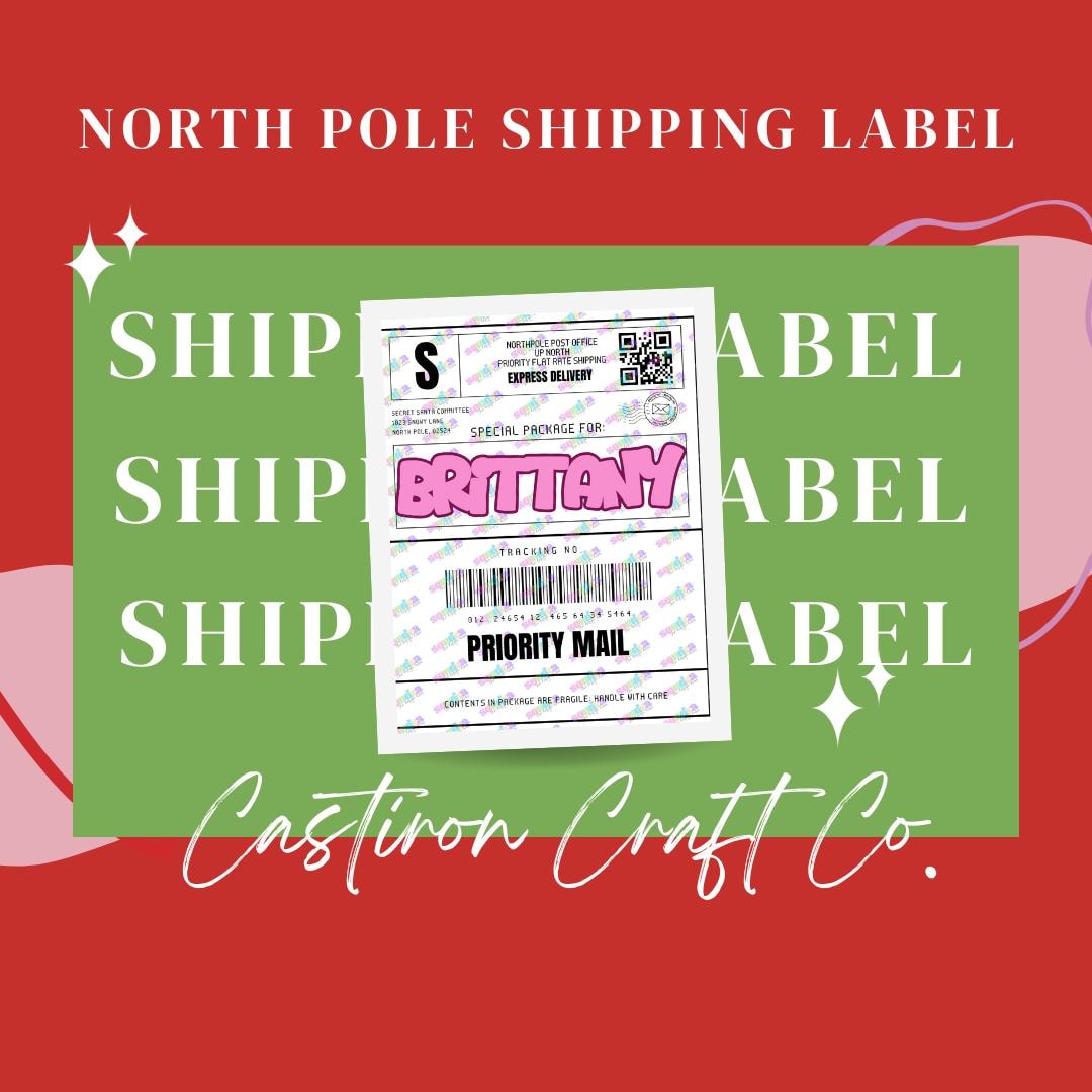 Editable North Pole Shipping Label Instant Download | Christmas ...