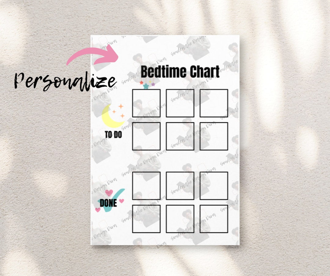 Editable Bedtime Chart Canva Template - Customizable Routine Tracker ...