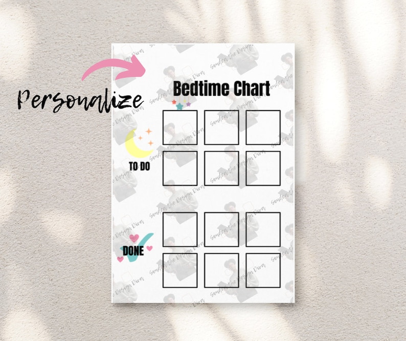 FULLY Editable Bedtime Chart Canva Template Customizable Routine ...