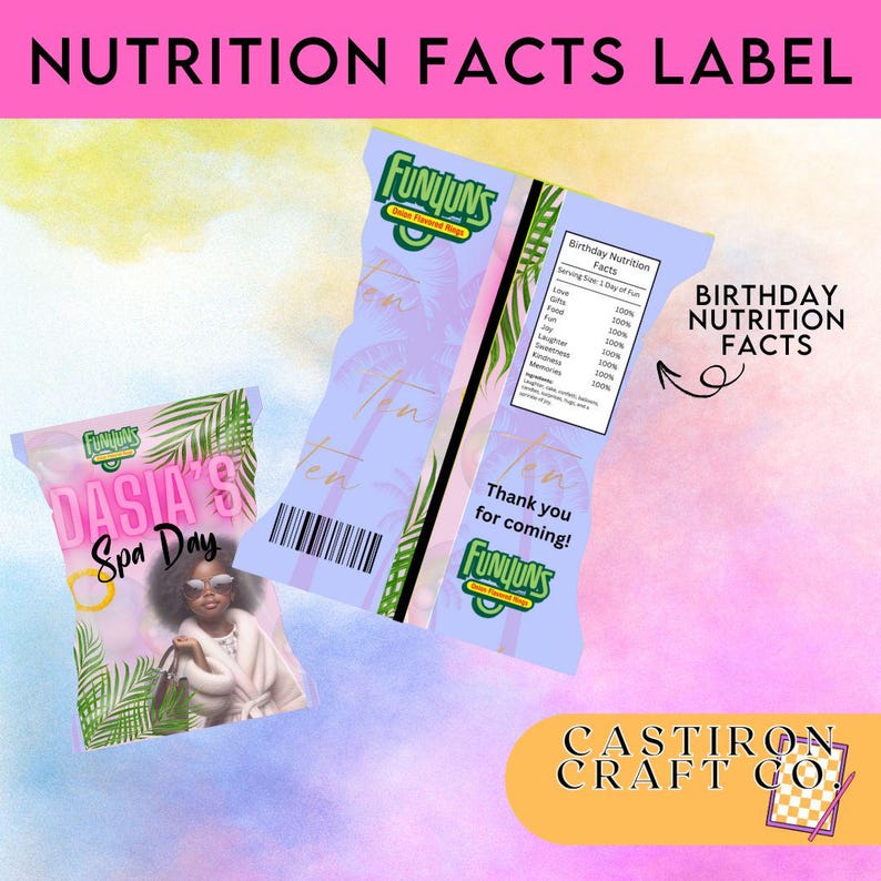 Party Favor Nutrition Facts Label Editable Canva Template | 6 Styles ...