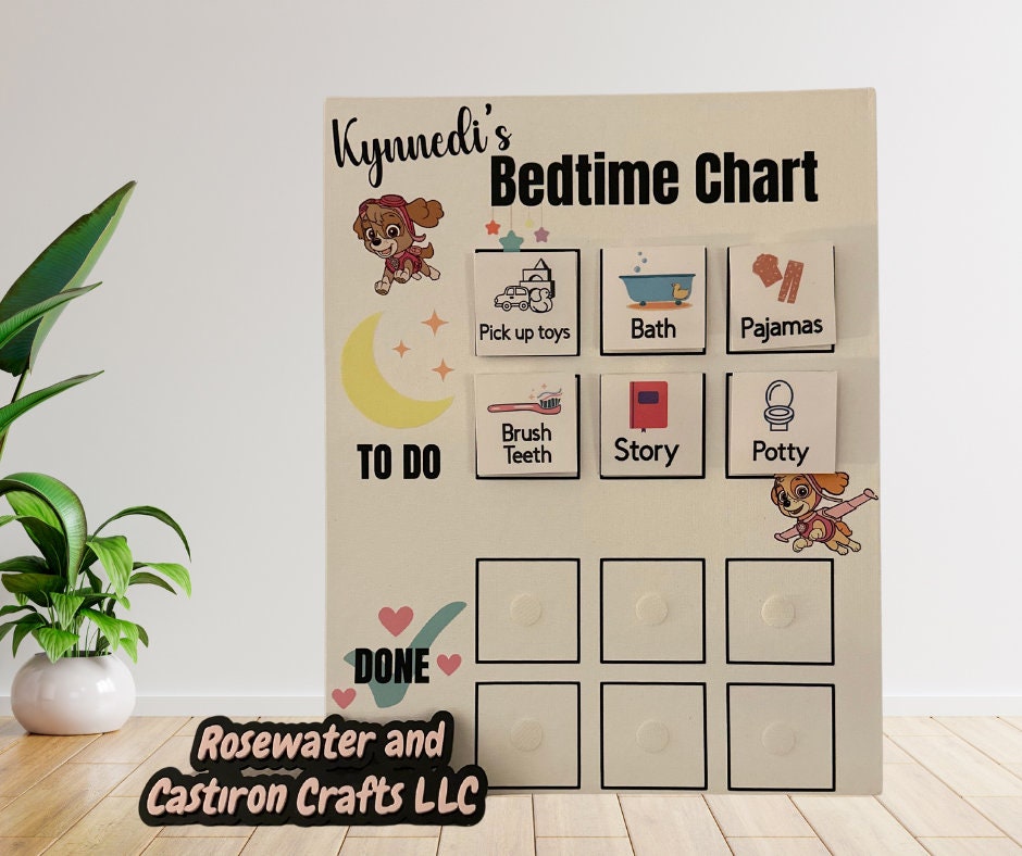 Editable Bedtime Chart Canva Template Customizable Routine Tracker for ...
