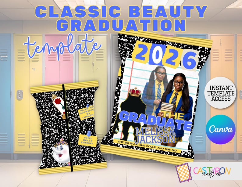 Graduation Chip Bag Template 2026 | Beauty Theme | Editable Digital ...