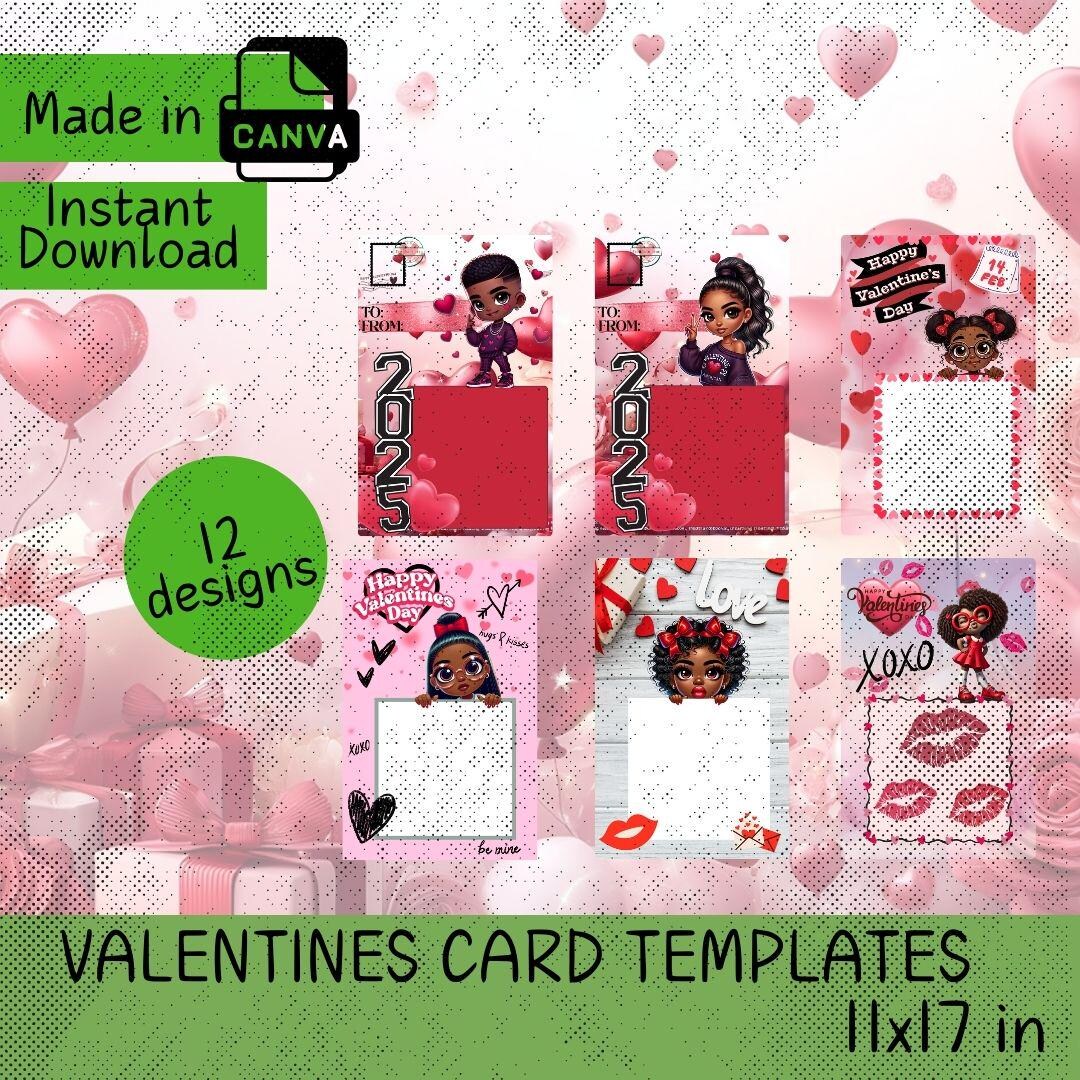 Oversized Valentine Card Templates: 12 Designs, Candy Fill (canva ...