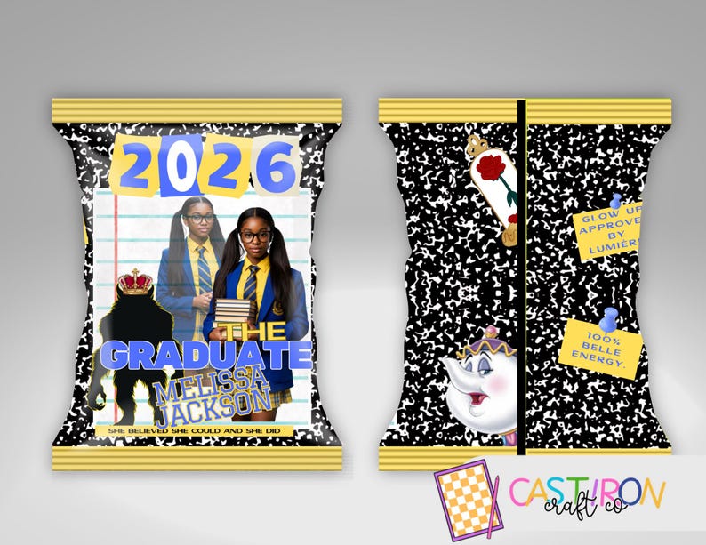 Graduation Chip Bag Template 2026 | Beauty Theme | Editable Digital ...