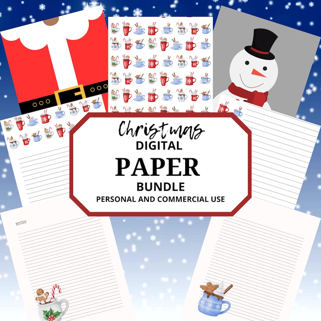 Custom Christmas Patterned Digital Paper Holiday Scrapbooking, Gift ...