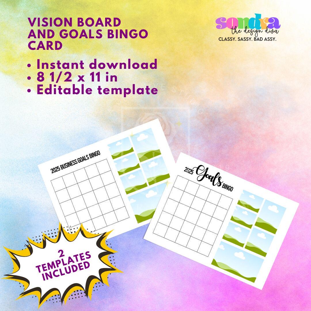 Vision Board Bingo Template: Goal-setting PLR Pack (8.5 X 11) - Etsy