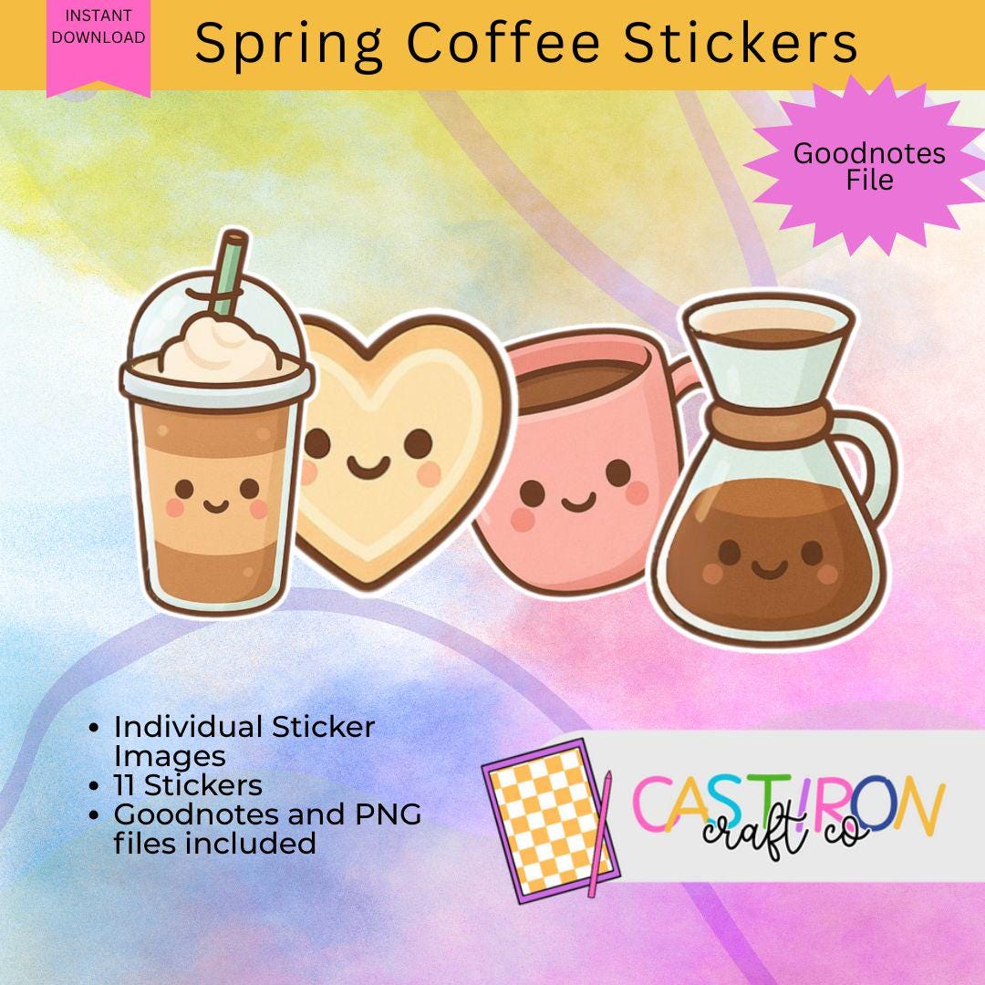 Pastel Coffee Sticker PNG Coffee Cookie Iced Coffee Lover Carafe ...