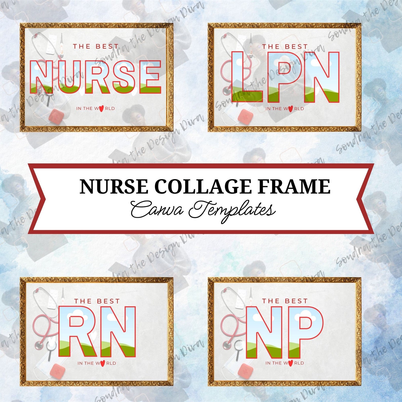 Nurse Photo Collage Frame Canva Template (digital Download) - Etsy