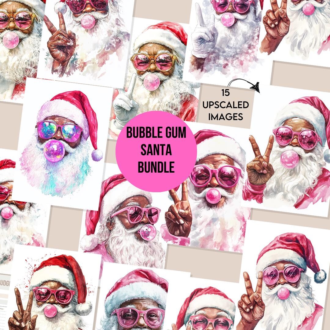 Black Santa Hip Hop Style Pink Bubblegum Santa Digital Download ...