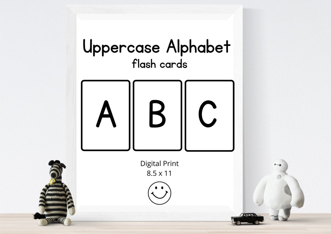 Alphabet Flash Cards, Instant Download Digital Print- Simple Black and ...