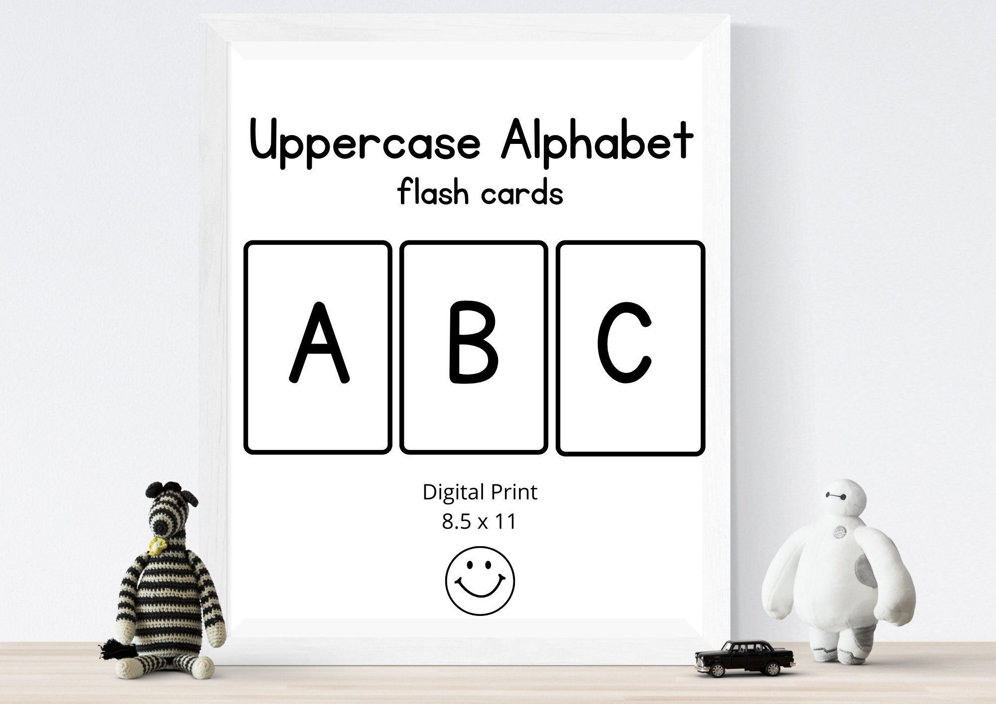 Alphabet Flash Cards, Instant Download Digital Print- Simple Black and ...