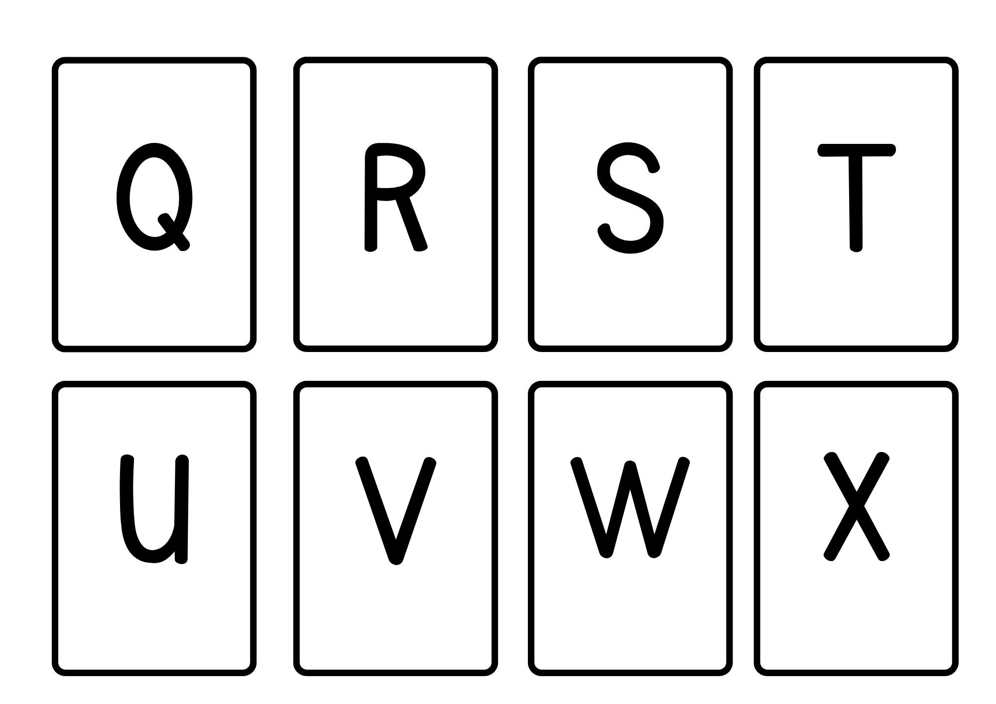 Alphabet Flash Cards, Instant Download Digital Print- Simple Black and ...