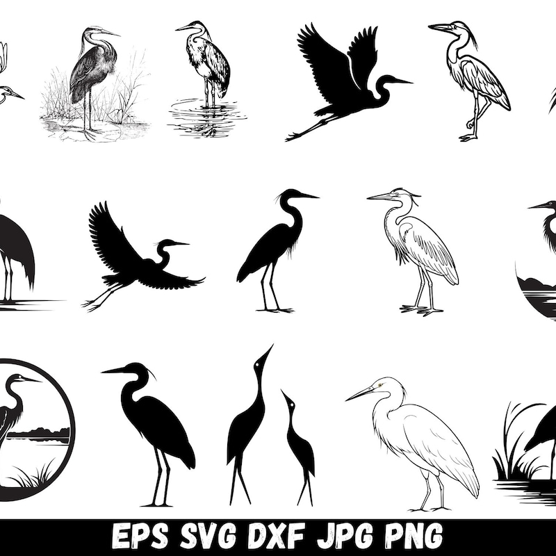 Line Drawing Heron - Etsy