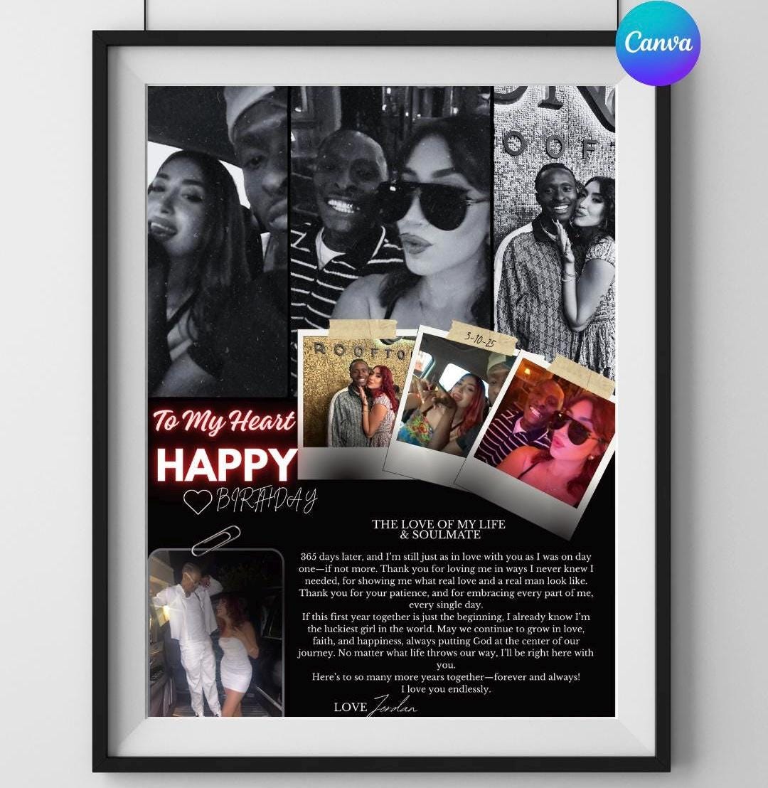 Custom Couples Photo Card Print, CANVA Template,anniversary Keepsake ...