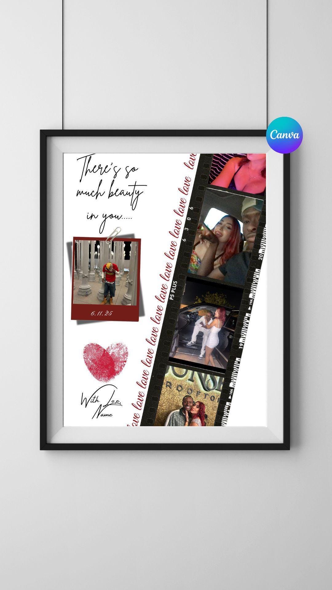 Editable Couples Photo Card Canva Template | Romantic Film Strip Design ...