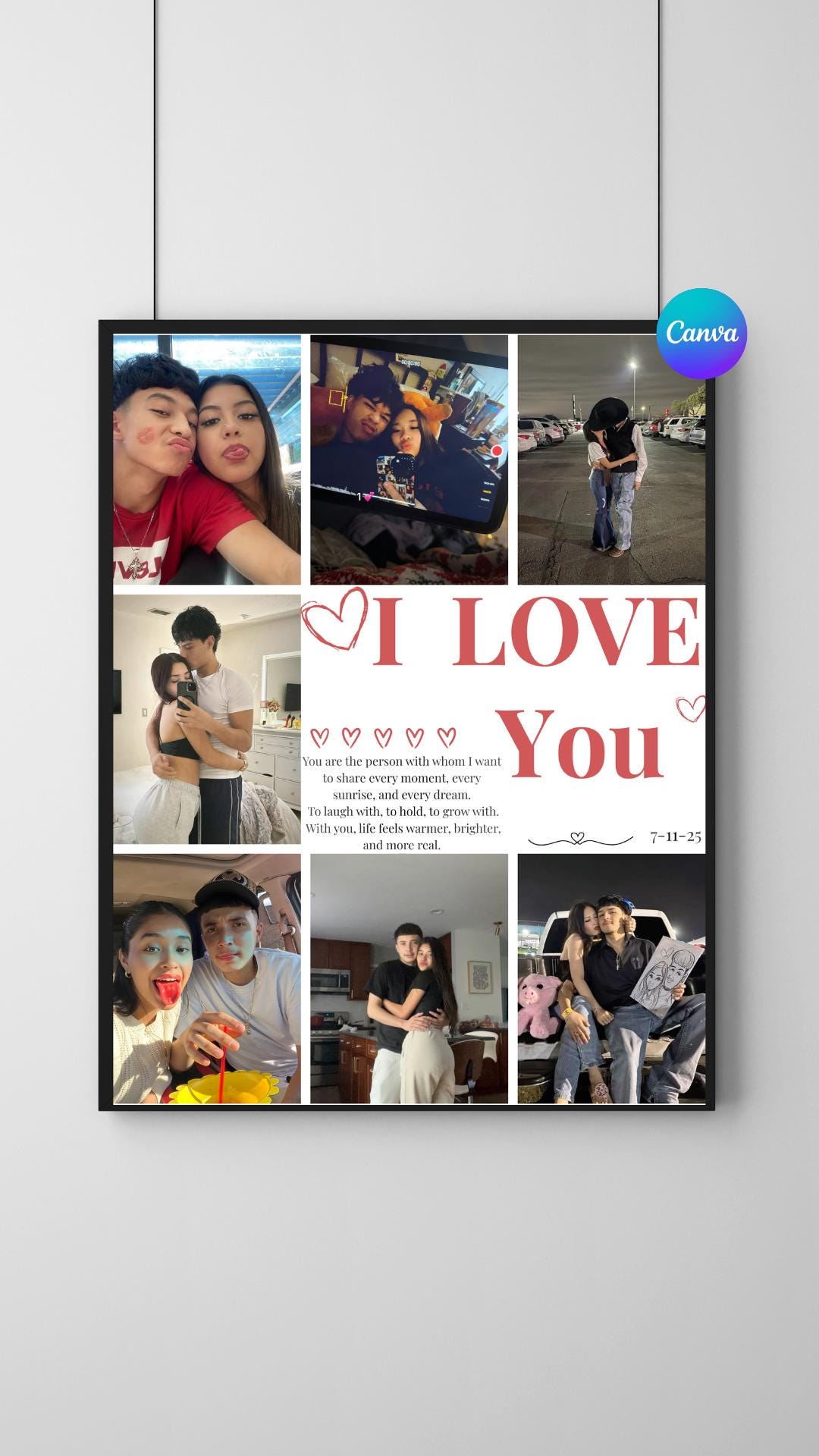 I Love You Canva Template | Romantic Couple Portrait Design ...