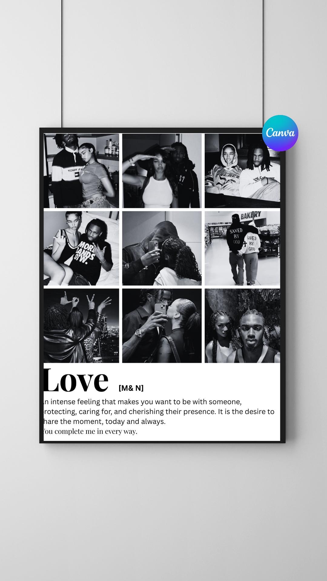 Modern Love Photo Collage Canva Template | Editable Digital Couples ...