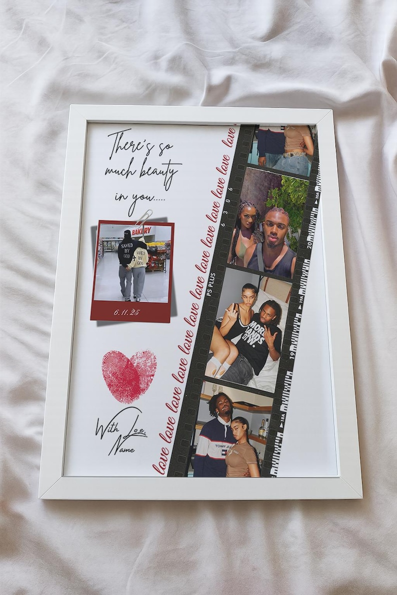 Editable Couples Photo Card Canva Template | Romantic Film Strip Design ...